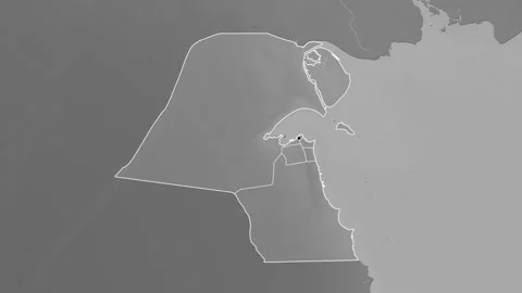 Kuwait map - glide. Regions. Grayscale. | Stock Video | Pond5