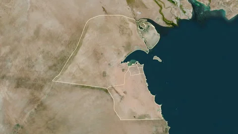 Kuwait map - glide. Regions. Satellite. | Stock Video | Pond5