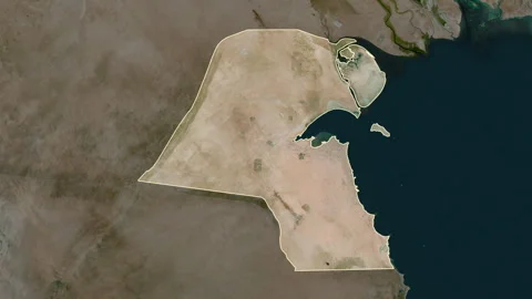 Kuwait map - zoom. Regions. Satellite. | Stock Video | Pond5