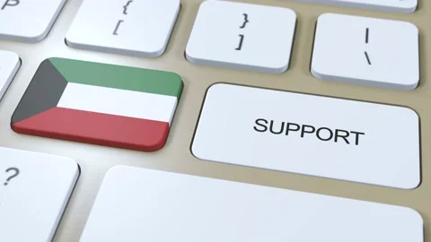 Kuwait Support Concept. Button Push Anim... | Stock Video | Pond5