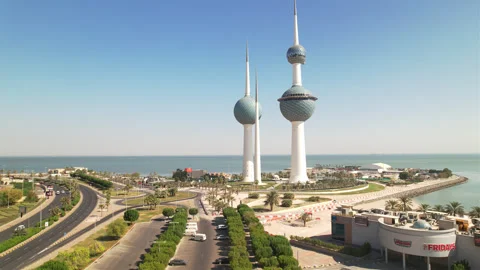 Kuwait Towers And Beach | Stock Video | Pond5