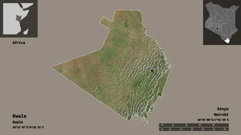 Kwale location. Kenya. Satellite map | Stock Video | Pond5