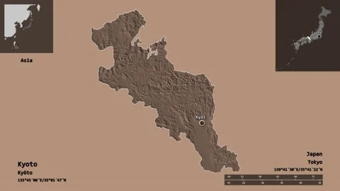 Kyoto location. Japan. Administrative ma... | Stock Video | Pond5