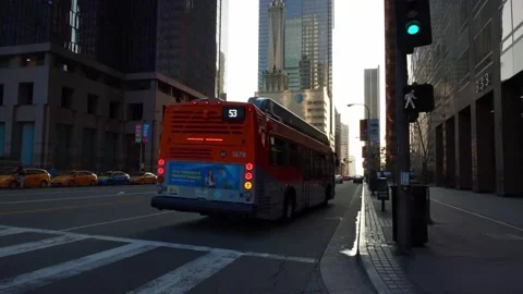 LA city bus driving on street downtown L... | Stock Video | Pond5