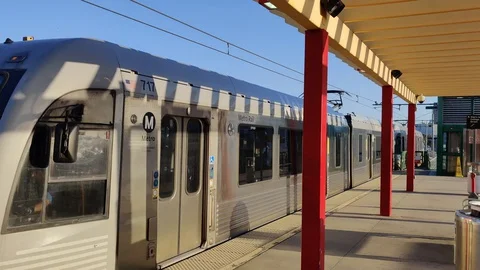 LA Metro Train Platform Tracks Metrolink... | Stock Video | Pond5