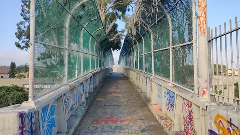 LA Overpass Bridge Freeway Graffiti DTLA... | Stock Video | Pond5