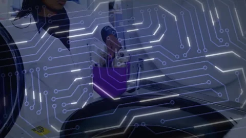 Lab tech securing purple rack into centr... | Stock Video | Pond5