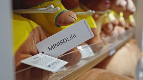 A label with logo on plush toy on shelf ... | Stock Video | Pond5