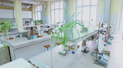 Laboratory desks with devices and reagen... | Stock Video | Pond5