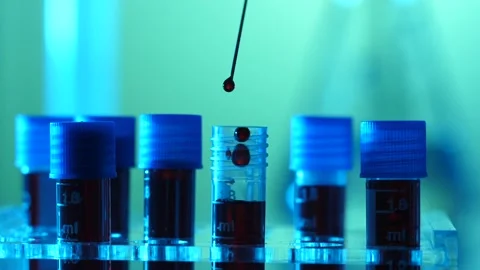 Laboratory Experiment With Blood and Tes... | Stock Video | Pond5