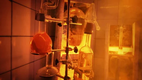 Laboratory In Fire Glow Weird Experiment | Stock Video | Pond5