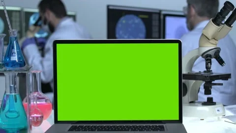 laboratory green screen laptop | Stock Video | Pond5