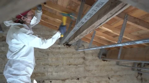 Laborer With Carpenter Axe Checking Wood... | Stock Video | Pond5