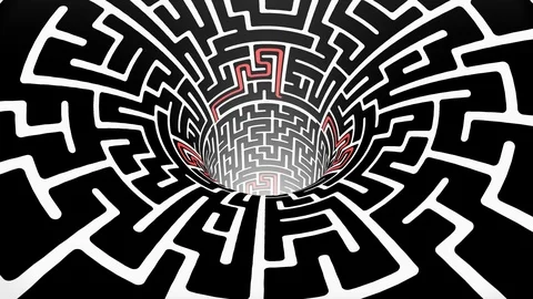 labyrinth maze wormhole funnel tunnel fl... | Stock Video | Pond5
