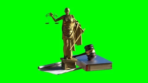 lady justice statue 3d render on green b... | Stock Video | Pond5