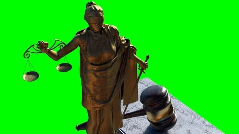 lady justice statue 3d render on green b... | Stock Video | Pond5