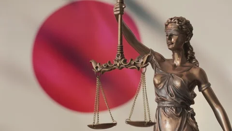 Lady Justice statue with Japanese flag a... | Stock Video | Pond5