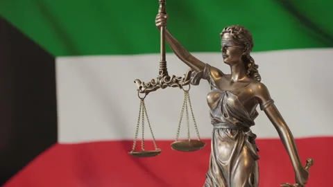 Lady Justice statue with Kuwait flag as ... | Stock Video | Pond5