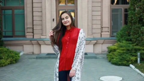 lady is rushing in the city-center turns... | Stock Video | Pond5