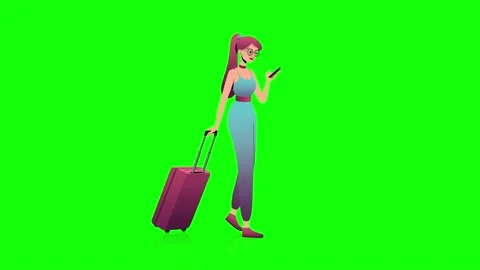 Lady Walking Animation in Front of Green... | Stock Video | Pond5