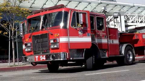 LAFD Ladder Fire truck at an emergency | Stock Video | Pond5