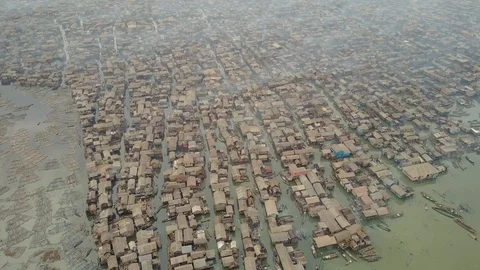 Lagos, Nigeria, Makoko floating slum, z... | Stock Video | Pond5