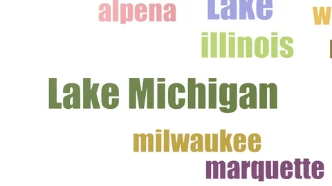 Lake Michigan Word Cloud Animated On Whi... | Stock Video | Pond5