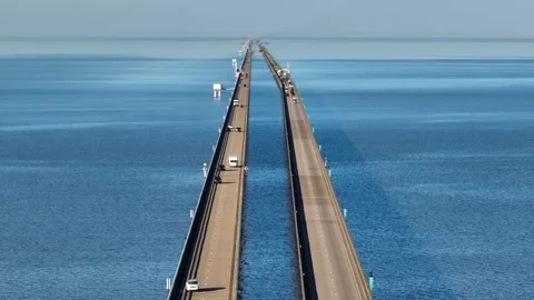 Lake Pontchartrain Causeway bridge. Uniq... | Stock Video | Pond5