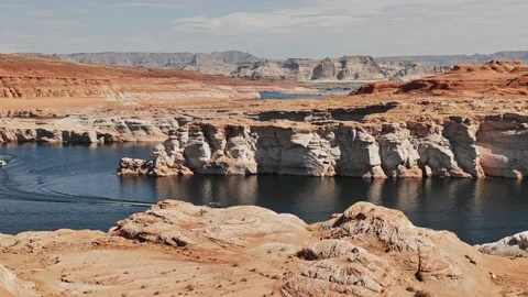 Lake Powell low water level shot in the ... | Stock Video | Pond5
