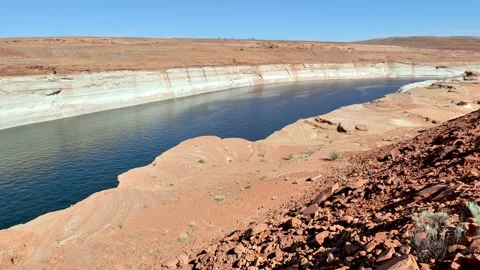 Lake Powell record low water level in 20... | Stock Video | Pond5