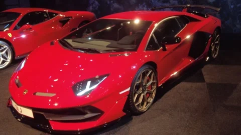 lamborghini aventador svj ferrari f8 sup... | Stock Video | Pond5