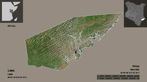 Lamu location. Kenya. Satellite map | Stock Video | Pond5