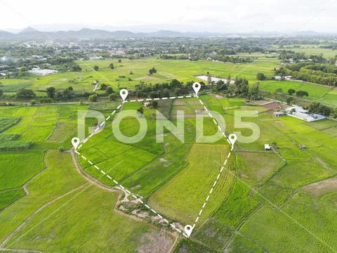 Photograph: Land plot in aerial view, Top view land green field ...