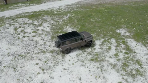 Land Rover Defender 2020 - Aerial drone ... | Stock Video | Pond5