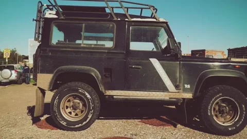 A Land Rover Defender jeep, 4x4 off-road... | Stock Video | Pond5