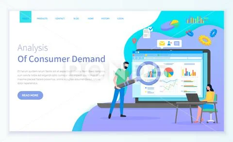 Landing page consumer demand site. Analysis customer demand, cartoon ...