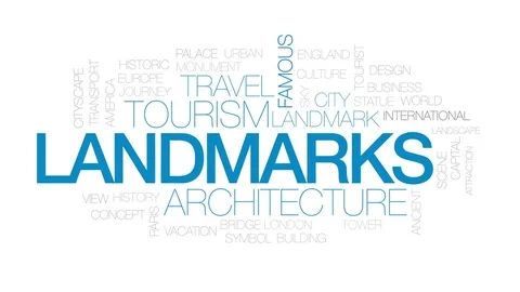 Landmarks animated word cloud, text desi... | Stock Video | Pond5