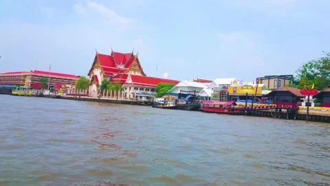 The landmarks on Chao Phraya river of Ba... | Stock Video | Pond5