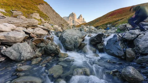 Landscape iconic three peak mountain wit... | Stock Video | Pond5