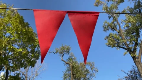 Landscape with red flags on the sky back... | Stock Video | Pond5