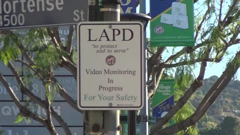 lapd police surveillance sign hd | Stock Video | Pond5