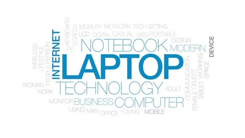 Laptop animated word cloud, text design ... | Stock Video | Pond5