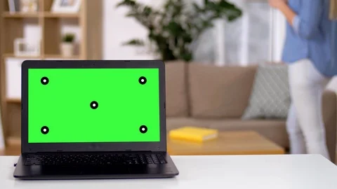 laptop with chroma key green screen on t... | Stock Video | Pond5