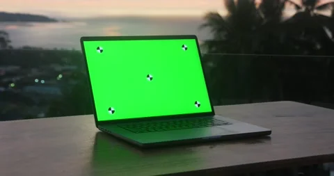 Laptop computer with a green screen mock... | Stock Video | Pond5