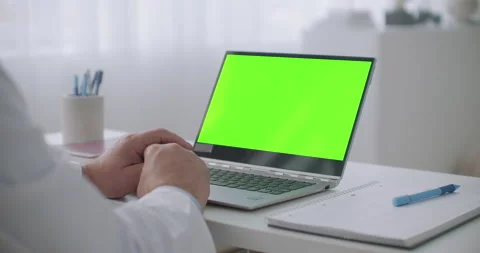 laptop with green screen for chroma key ... | Stock Video | Pond5