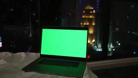 Laptop with green screen Chroma Key Disp... | Stock Video | Pond5