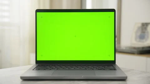 Laptop with green screen for chroma key ... | Stock Video | Pond5