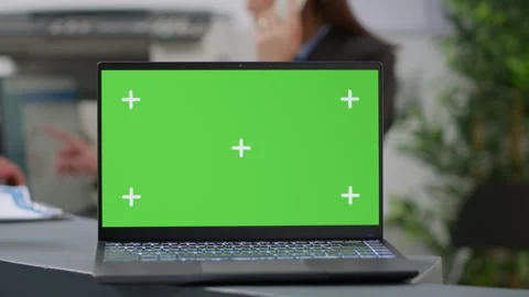Laptop with greenscreen template at hosp... | Stock Video | Pond5
