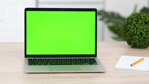 laptop notebook computer with green scre... | Stock Video | Pond5
