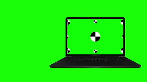 Laptop opens smoothly with a green scree... | Stock Video | Pond5
